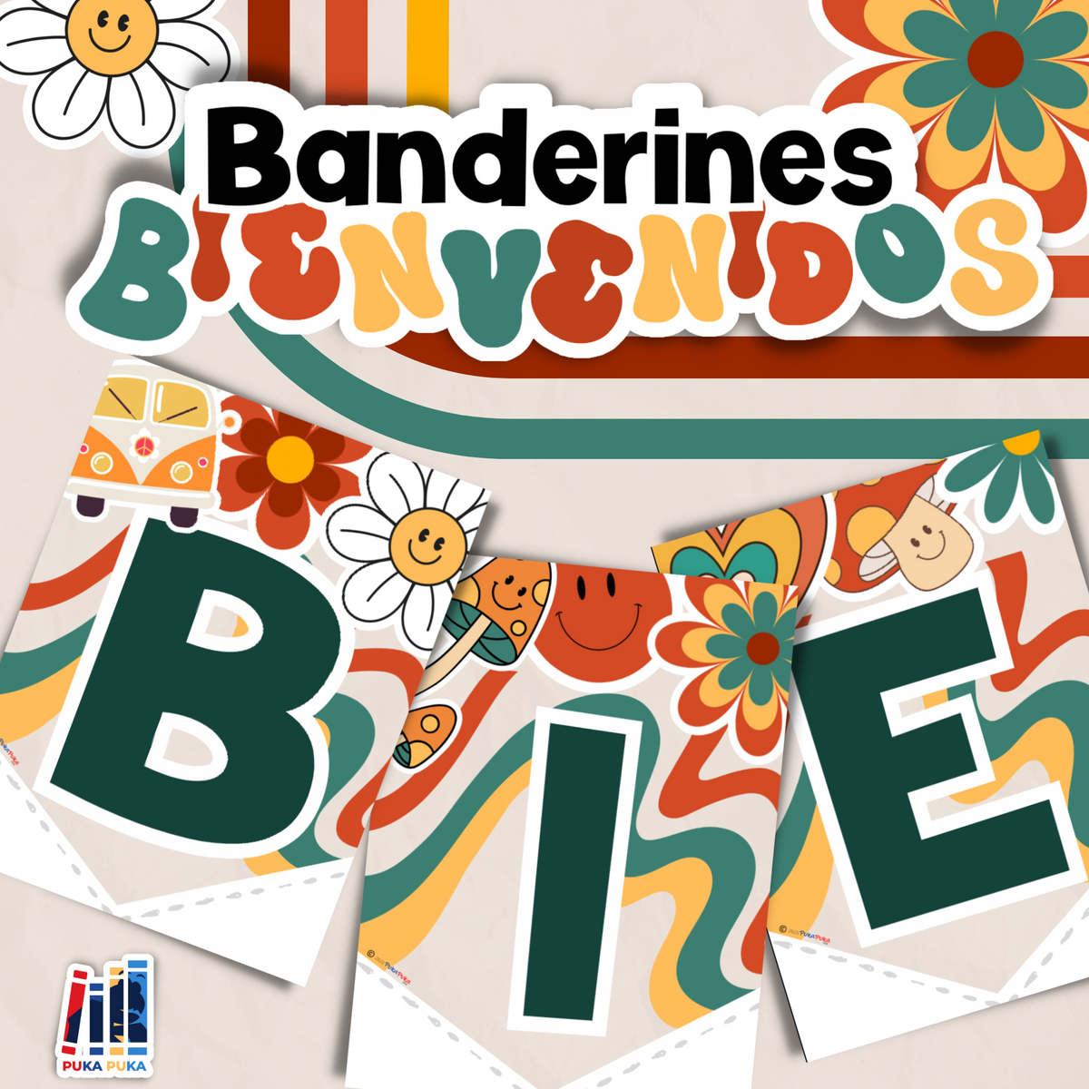 Banderines Bienvenidos Colección "Funky Retro" – pukapukaworld